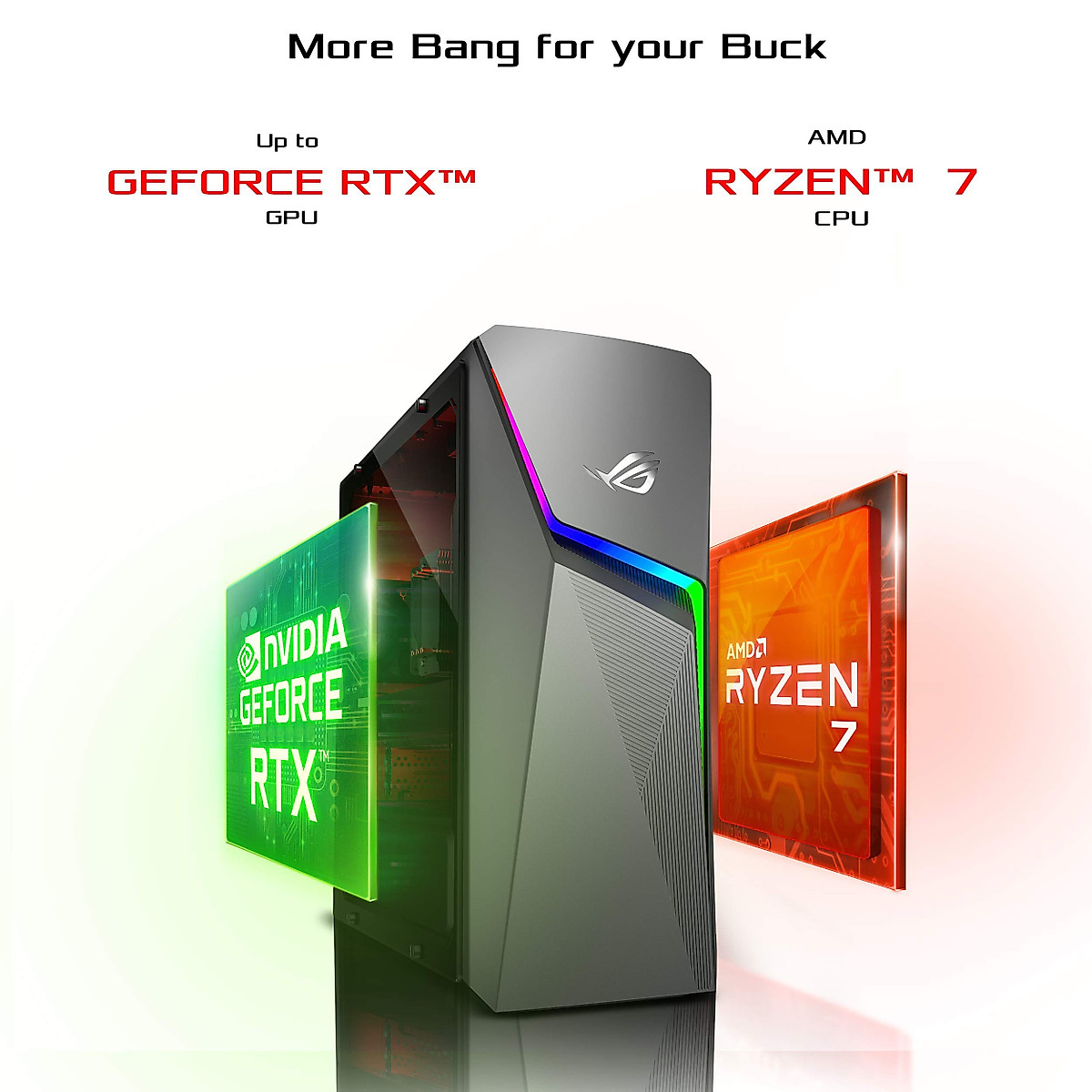ROG Strix GL10DH Gaming Desktop PC, AMD Ryzen 7 3700X, GeForce GTX 1660 Ti, 16GB DDR4 RAM, 512GB SSD + 1TB SSD, Wi-Fi 5, Windows 10 Home, GL10DH-PH762 (Renewed)