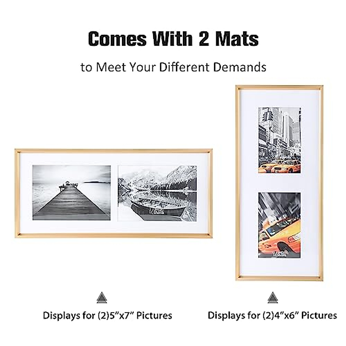 UMICAL 5x7 Picture Frame bundle with 5x7 Aluminum Picture Frame with 2 Mats and HD Plexiglass Metal Molding Photo Frames