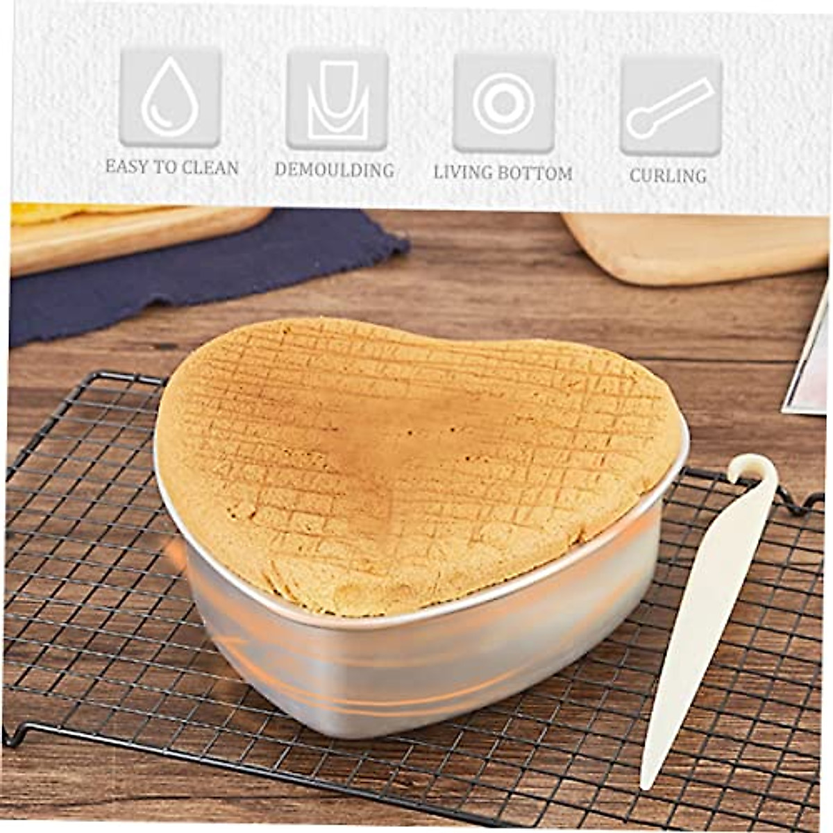 FELTECHELECTR 2pcs Heart Cake Mold Bread Baking Pan Mini Cake Molds Oven Pans Cake Rings Cake Baking Mould Small Cake Pan Cheesecake Pans Removable Bottom Flan Pan Heart Shaped Pot Silver Metal