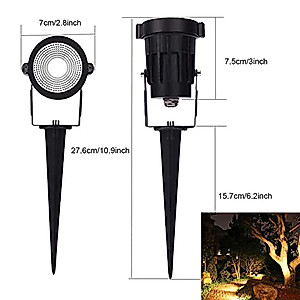 Color Changing Spot Light Outdoor, IP65 Waterproof Yard Spotlights, 12W RGB Christmas Decorate Landscape Lights APP & Remote Control Metal Case Spiked Stand for Houses Garden Trees Flags (2 Pack)