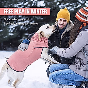 ROZKITCH Dog Sweater for Cold Weather, Extra Warm Polar Fleece Dog Coat, Dog Jacket with Turtle Neck, Soft Dog Vest, Snow Coat for Dogs, Dog Pullover, Dog Winter Clothes for Small Medium Dogs Pink