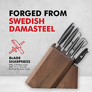 Cangshan Thomas Keller Signature Collection Swedish Powder Steel Forged, 17-Piece Knife Block Set, Walnut, Black