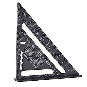 90 Degree Black Triangle Ruler Aluminum Alloy Angle Ruler Inch for Carpenter's Workshop Woodworking 7 Inch Square Layout Tool