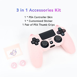 GeekShare Cat Paw PS4 Controller Skin Anti-Slip Silicone Skin Protective Cover Case for Playstation 4 DualSense Wireless Controller - Pink