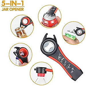 Jar Opener Bottle Opener and Ring Pull Can opener for Seniors, Arthritis Hands and Anyone with Low Strength, Arthritis Jar Openers Get Lids Off Easily