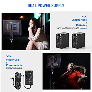 VILTROX 2 Packs LED Video Light kit with Light Stand and Wireless Remote, 30W/2450Lux Dimmable 3300K-5600K LED Panel Lights CRI 95+ for Photography Video Portrait Conference Vlog Streaming（VL-200T）