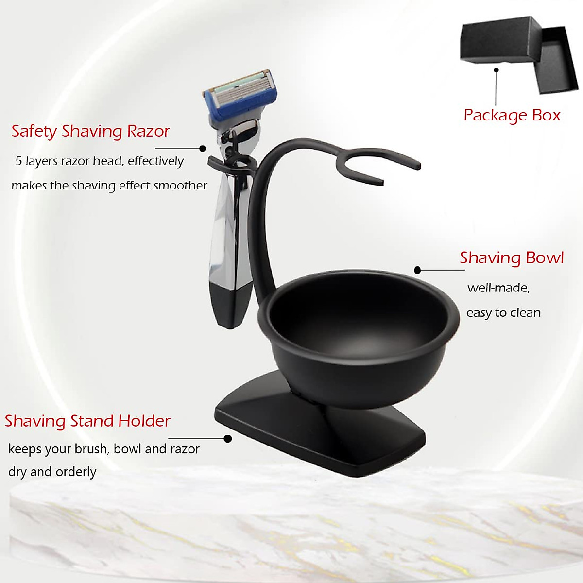 Men's Shaving Kit Gift Set, DanNuo Luxury Wet Shaving Kit Safety Manual Razor Soft Shaving Brush Alloy Soap Bowl with Shaving Holder Stand for Men/Friend/Father/Brother