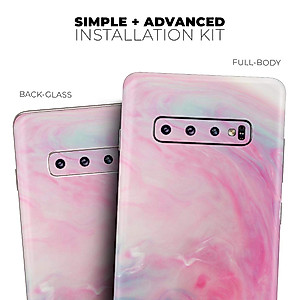 DesignSkinz Marbleized Pink and Blue Paradise V712 Protective Vinyl Decal Wrap Skin Cover Compatible with The Samsung Galaxy S20 (Screen Trim & Back Glass Skin)