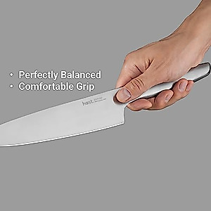 HAST Chef Knife-8 Inch-Professional Kitchen Knife-Ultra Sharp-Powder Steel-High Performance-Lightweight-Sleek Design-Ergonomic Handle-Minimalist Kitchen Decor (Matte Stainless)