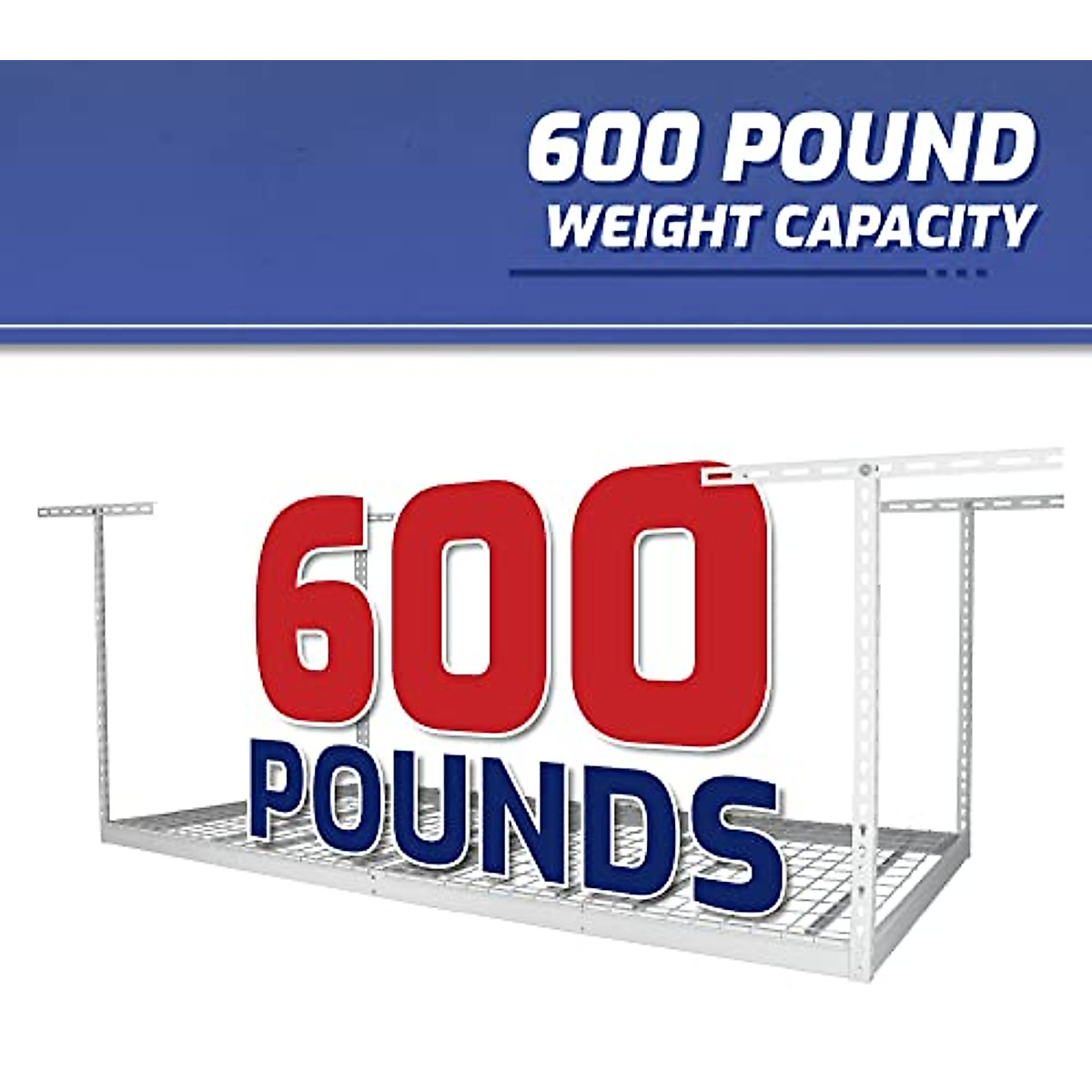 SafeRacks 4x8 Overhead Garage Storage Rack Heavy Duty - White (12"-21") - Holds 600 lb