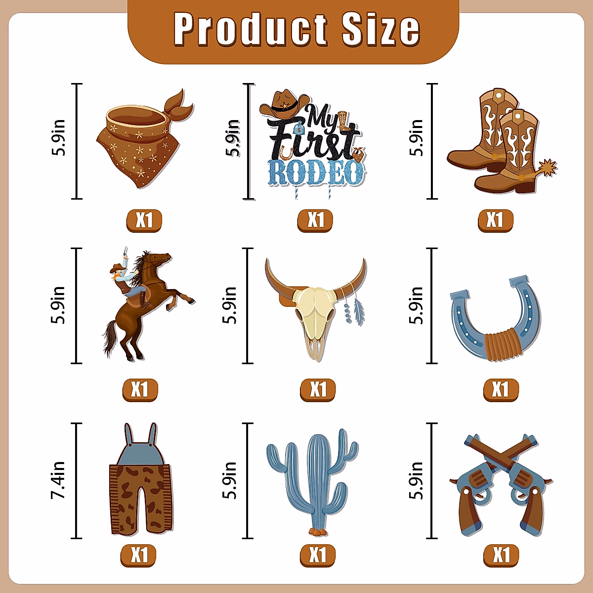 NO-DIY Cowboy Birthday Decorations, Cowboy First Rodeo Birthday Party Decorations Boy, My First Rodeo Birthday Party Supplies Boy Includes 2 Banner 1 Cake Topper 8 Hanging Swirls for Baby Shower