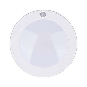 LIT-PaTH LED Motion Sensor Flush Mount Ceiling Lighting Fixture, Closet Light with Motion Sensor, 10.5W, 800 Lumen, 6.2 Inch, Anti-Rust Galvanized Housing, White Finish 5000K 1-Pack