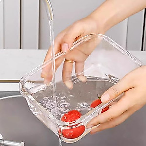 ATRDTO 6 Pieces Rectangle Glass Food Storage Containers with Lids, Meal Prep Containers for Food Storage, BPA Free & Leak Proof (3 lids & 3 Containers) 13.9oz, 24oz, 35oz (Pink)