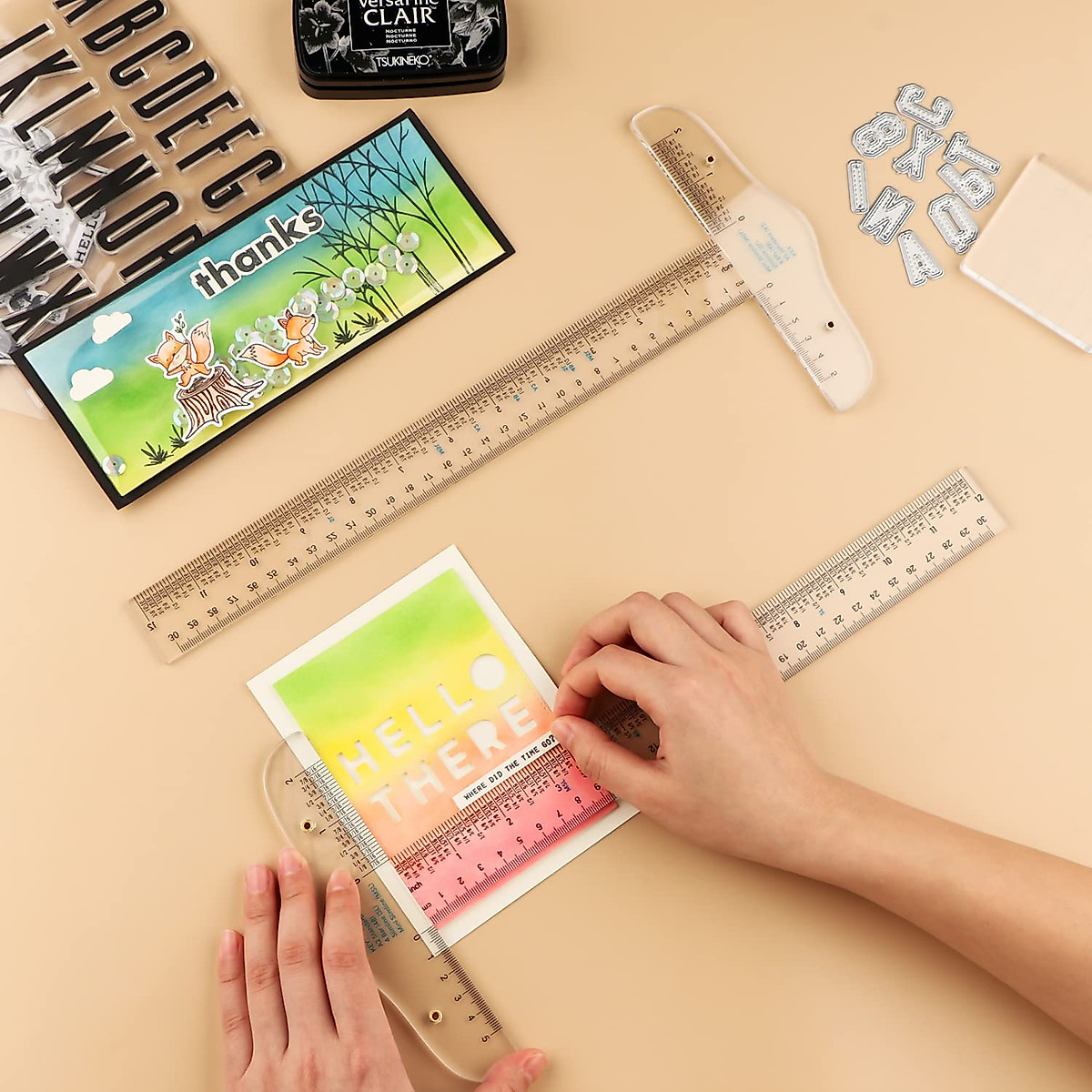 12 Inches/30cm Acrylic Clear T-Square Ruler, Inches and Metric, T Square Ruler, Transparent, T Ruler, for Crafting Drafting and General Layout Work Art Framing & Drafting Scrapbooking Crafting