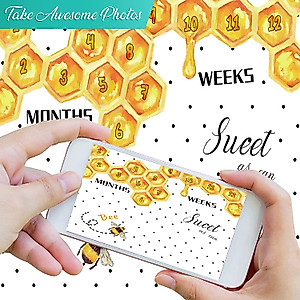 EARVO Honeycomb Bee Baby Monthly Milestone Blanket Boy or Girl Honeycomb Bee Baby Month Blanket Hippie Honey Backgrounds Milestone Blanket for Newborn to 12 Months Milestones 47”x40”BTXYEA23