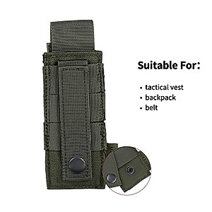 EXCELLENT ELITE SPANKER Molle Single/Double Pistol Mag Pouch Tactical Magazine Pouch Tool Organizer Holder (Single Ranger Green)