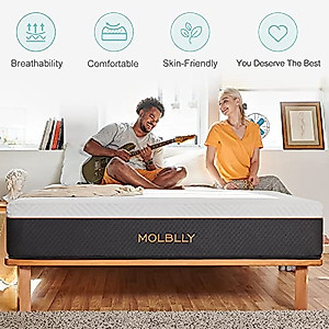 Molblly Queen Mattress - 10-Inch Hybrid Mattress with Individual Pocket Springs and Foam, Queen Size Bed in a Box, Breathable and Pressure-Relieving, Medium, Mattresses Queen Size 60"*80"*10"