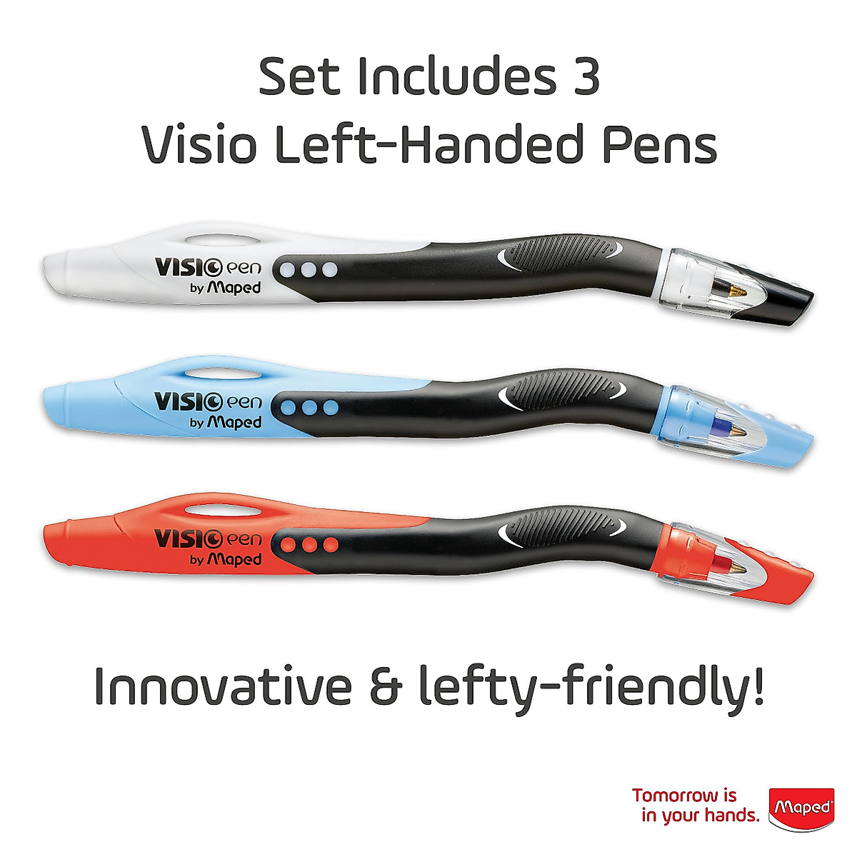 Maped Visio Left Handed Pens, Pack of 3, Assorted Colors (224324)