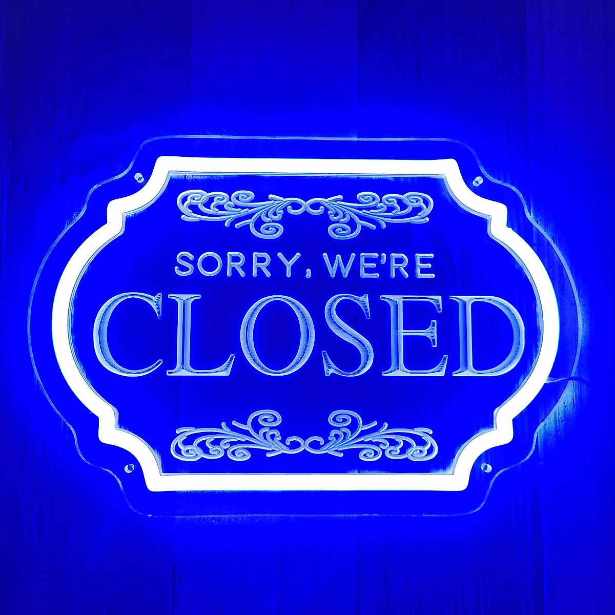 MinIeoh Open Closed LED Neon Sign, 3D Engraved Light Up Wall Door Window Decor Sign, 2PCS/SET, For Business Coffee Beer Salon Studio Bar Restaurants Hotel Office