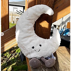 EASELR WeightedPlush 14" Moon Plush Toy Cute Smile Funny Moon Sunshine Stuffed Animals Pillow Moon Shape Soft Plushie for Gifts for Kids Birthday