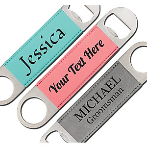 Custom Engraved Stainless Steel Classic Paddle Style Bottle Opener - Personalized Pub Beer Opener Gift for Groomsmen, Men, Women, Bartender (Pink)