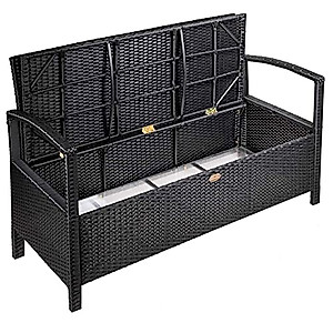 Barton Deck Box w/Thick Seat Cushion Outdoor Patio Storage Bench Shed Cabinet Container Furniture Pools Yard Tools Porch Backyard