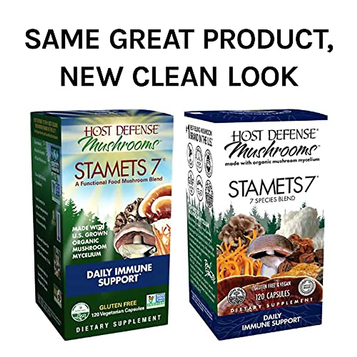 Host Defense, Stamets 7 Capsules, Daily Immune Support, Mushroom Supplement with Lion’s Mane and Reishi, Unflavored, 120