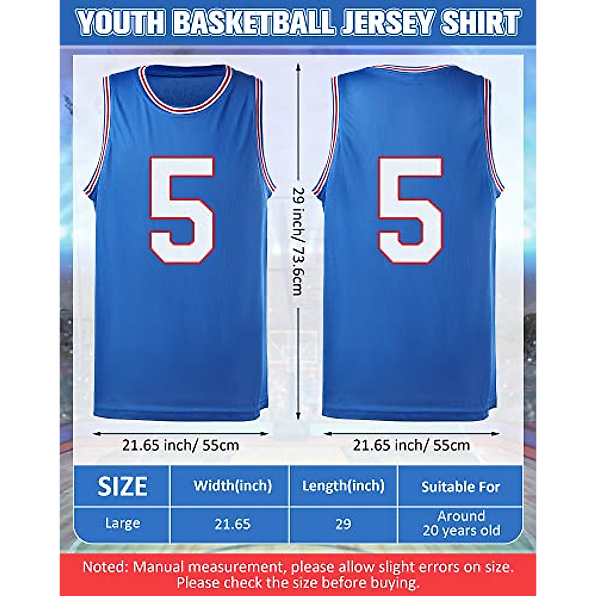 Funtery 12 Pcs Men Basketball Jerseys Mesh Basketball Uniform 2XL Reversible Number Printing Basketball Team Jersey for Men Blue