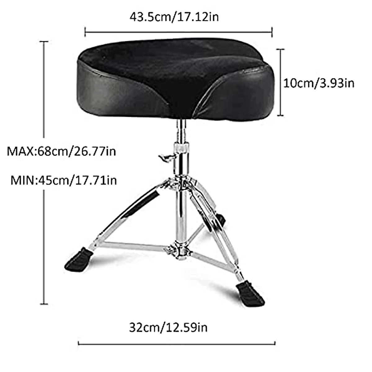 LOLUNUT Drum Throne,Drum Stool Height Adjustable Chair,Heavy Duty Motorcycle Style Seat with 5A Drum Sticks for Drummers