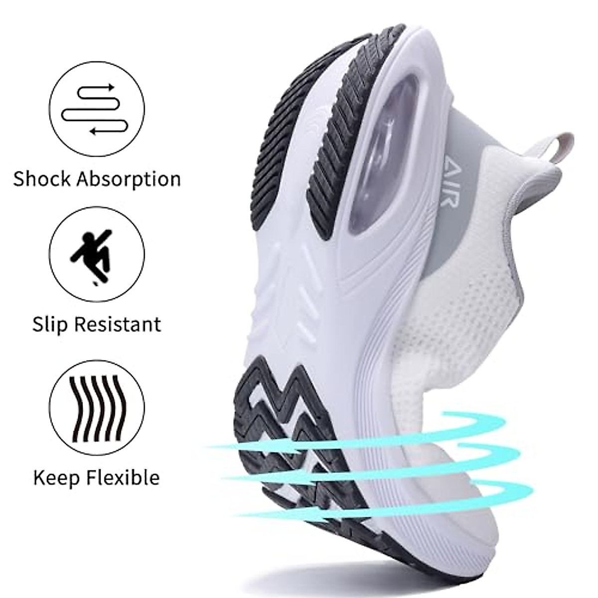 JARLIF Air Running Shoes for Women Athletic Tennis Sport Shoes Casual Walking Gym Jogging Sneaker GrayWhite 8.5