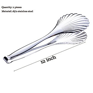 Enwinner Buffet Salad Serving Tongs, 12 inch Catering Chef Food Salad BBQ Serving Utensils, Set of 2(stainless steel) (Stainless Steel)