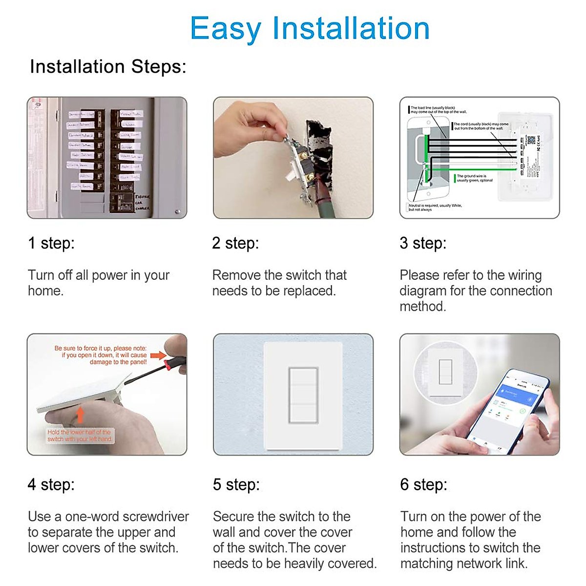 Smart Light Switch, Triple switches WiFi Smart Switch Button, Compatible with Alexa and Google Home, Remote Control with Timing Funtion, No Hub Required,Smart Life APP Provides Control from Anywhere