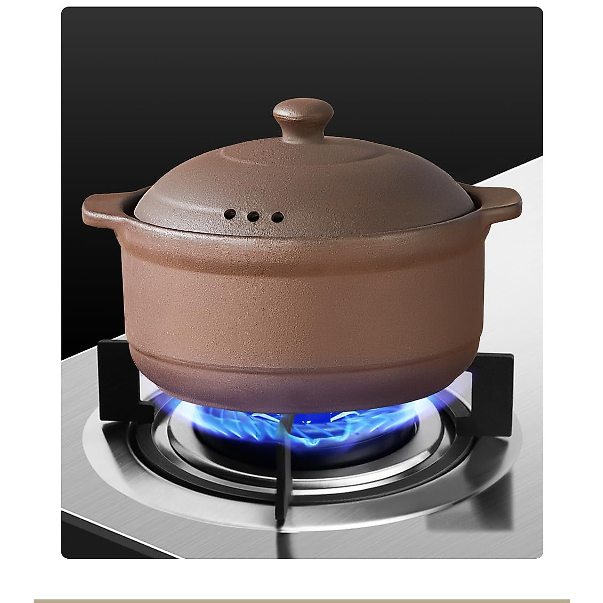 Natural Terracotta Casserole with Lids Clay Pots for Cooking, Unglazed Earthenware Rice Pots (T5-4.7QT)