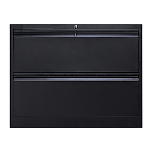 Aobabo 2 Drawer Lateral File Cabinet with Lock,Metal Storage File Cabinet Steel Filing Cabinet with Letter/Legal Size for Home Office,Anti-tilt Structure,Assembly Required (Black,2 Drawer)