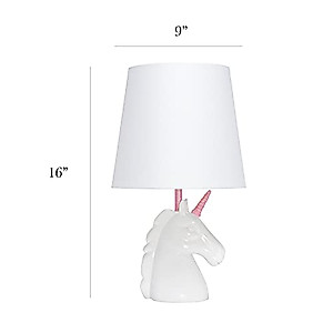 Simple Designs LT1078-PNK Sparkling Glitter Unicorn Table Lamp, Pink