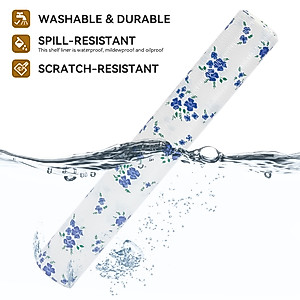 RAY STAR Shelf Liner, 18 Inch x 8 Feet Non Adhesive Blue Floral Kitchen Cabinet Liner for Pantry Drawer Vanity, Strong Grip Non Slip Waterproof, Shelf Liners for Kitchen Cabinets Cupboard