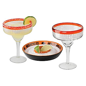 Harley-Davidson Wide Brim Margarita Glass Set, Set of 2-16 oz. HDL-18790