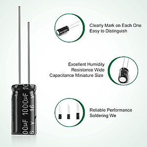 Uiusaur 0.1uF－1000uF Capacitors 24 Value 500pcs Individual Box Lid Electrolytic Capacitor Assortment Kit for Industrial Electrical and Arduino，TV, LCD Monitor, Radio, Stereo, Game, Water Heater, etc.