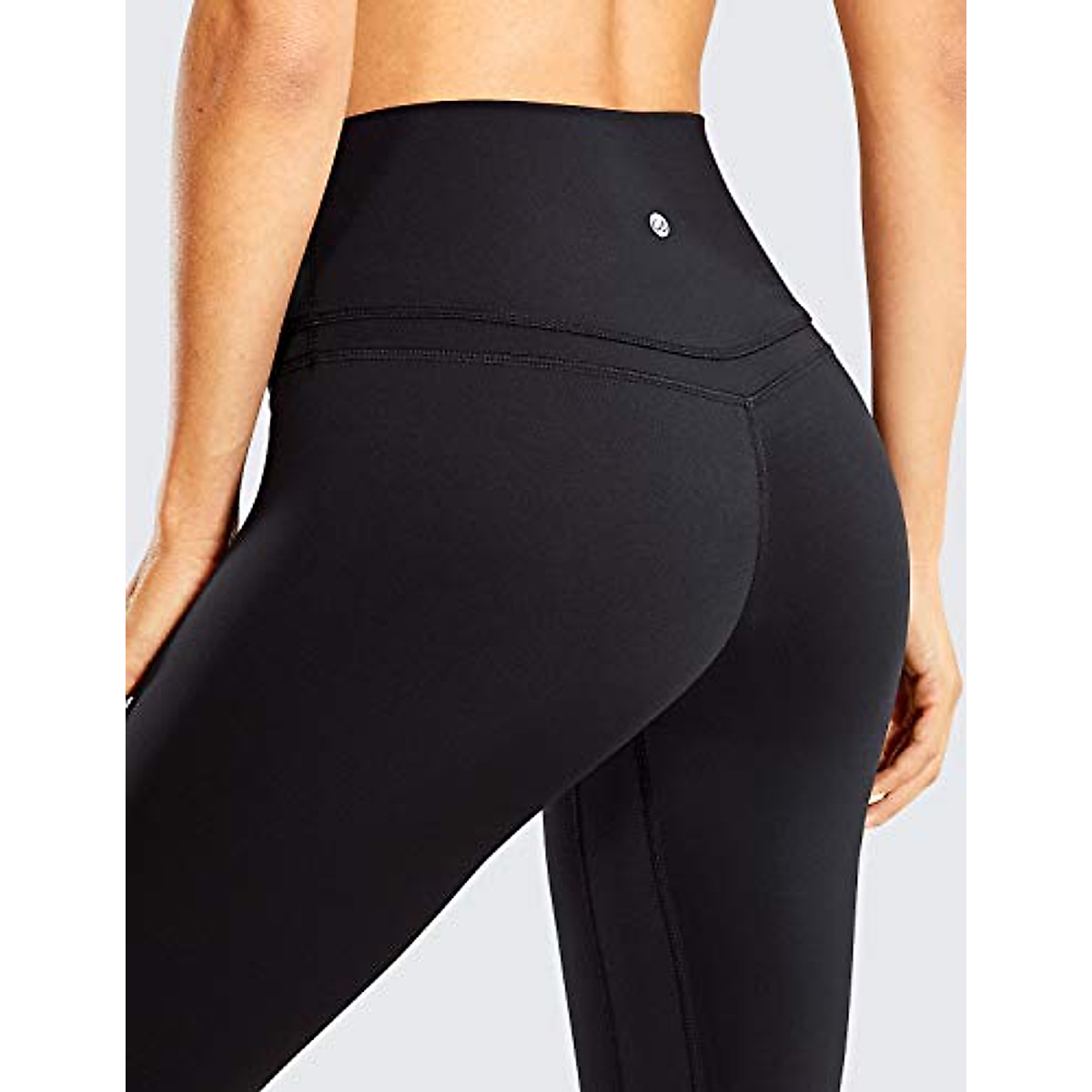 CRZ YOGA Women's Naked Feeling Workout Leggings 25 Inches - 7/8 High Waist Yoga Tight Pants Black Medium
