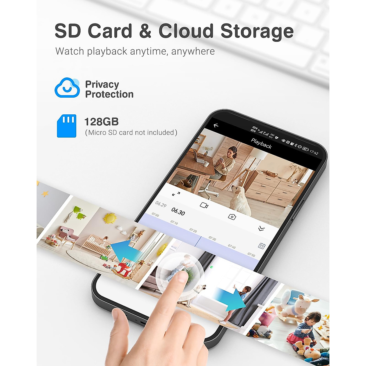 ANNKE Crater 2-2K WiFi Pan Tilt Smart Security Camera, Upgraded 3MP Baby/Pet Monitor, Indoor IP Camera 360-degree with Two-Way Audio, Human Motion Detection, Cloud & SD Card Storage, Works with Alexa