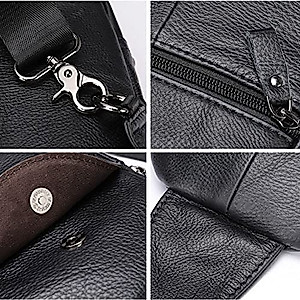 Leathario Sling Bag For Men Genuine Leather Chest Crossbody Shoulder Small Backpack Daypack For Men Multipurpose Casual Travel