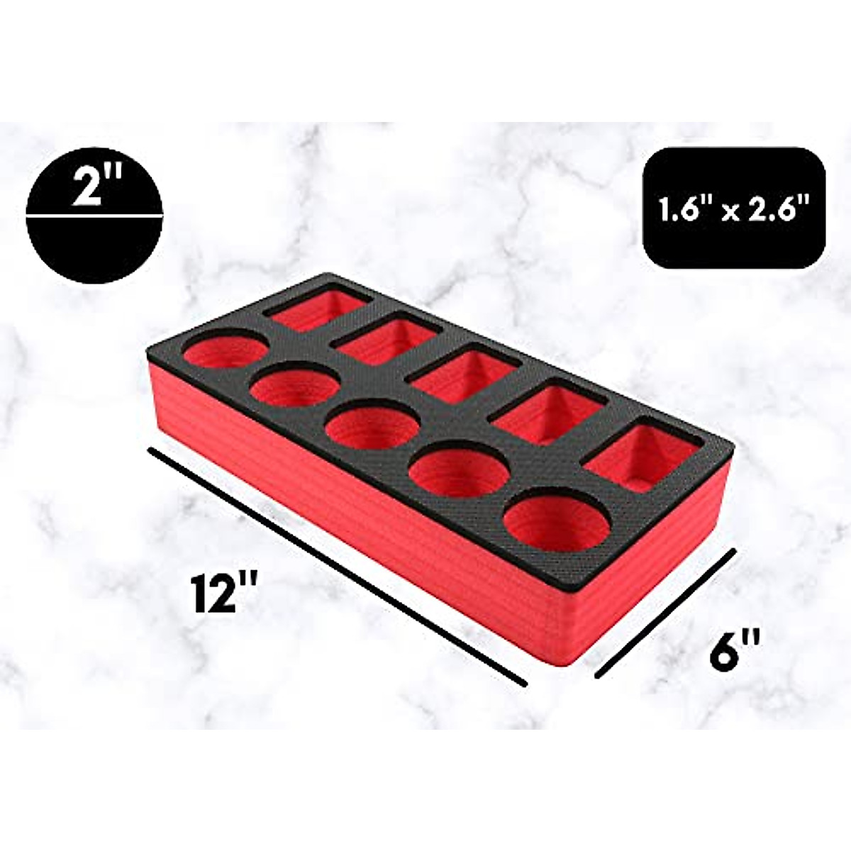 Polar Whale Lotion and Body Spray Stand Organizer Tray Red Black Durable Foam Washable Waterproof Insert for Home Bathroom Bedroom Office 12 x 6 x 2 Inches 10 Slots