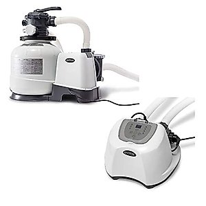 Intex 2800 GPH Pool Sand Filter Pump with Krystal Clear Saltwater System and Automatic Timer for Above Ground Swimming Pools, Black