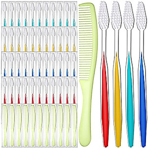 200 Pcs Bulk Disposable Toothbrushes and Comb for Homeless Individually Wrapped Toothbrushes Soft Bristle Manual Toothbrushes Travel Hair Combs for Adults Kid Hotel Shelter Nursing Home Charity Church