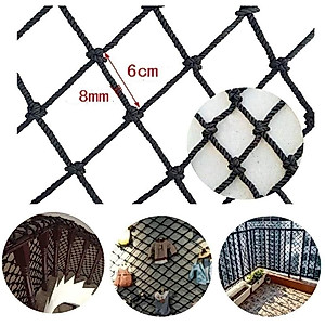 RZM Railings Safety Net Black Decor Net, Climbing Cargo Net Rope 8mm Balcony Protective Net Child Stair Safety Net Waterproof Hand-Woven Nylon Fence Net Fall Protection Mesh 6cm child safety netting f