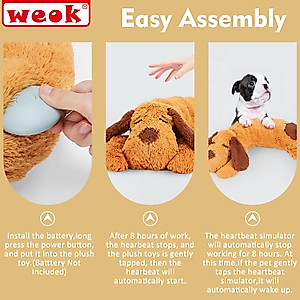 WEOK Heartbeat Puppy Toy - Comfort Cuddler Pillow, Dog Anxiety Relief Calming Aid,Heartbeat Stuffed Toy for Dogs,Puppy Heartbeat Toy Sleep Aid,Dog Heartbeat Toy for Pet