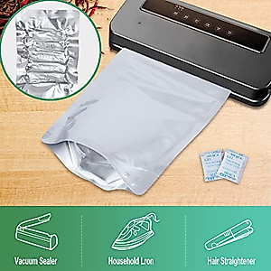 50 Pack 1 Gallon Mylar Bags for Food Storage with with Oxygen Absorbers, 4.7 Mil Mylar Storage Bags 10"x 14" Stand-Up Zipper Resealable Bags for Grains Legumes and Long Term Food Storage