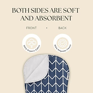 Dodo Babies 5-Pack Baby Burp Cloths - Soft, Absorbent Cotton Burp Cloths - Includes Pacifier Case and 2 Pacifier Clips - Colors: Black, Blue and Grey