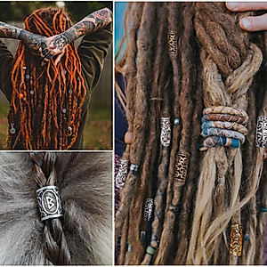 YMHPRIDE 80 Pieces Viking Beard Beads Antique Norse Hair Tube Beads Dreadlocks Beads for Hair Braiding Bracelet Pendant Necklace Silver DIY Jewelry Hair Decoration