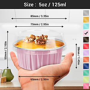 EUSOAR Foil Baking Cups, 50pcs 5oz 125ml Muffin Liners Cups with Lids, Aluminum Cupcake liners, Disposable Foil Ramekins Pans, Cupcake Baking Cups, Aluminum Foil Cupcake Holders Liners